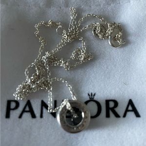 Pandora | Jewelry | Pandora Signature Logo Pav Beads Pendant Necklace ...